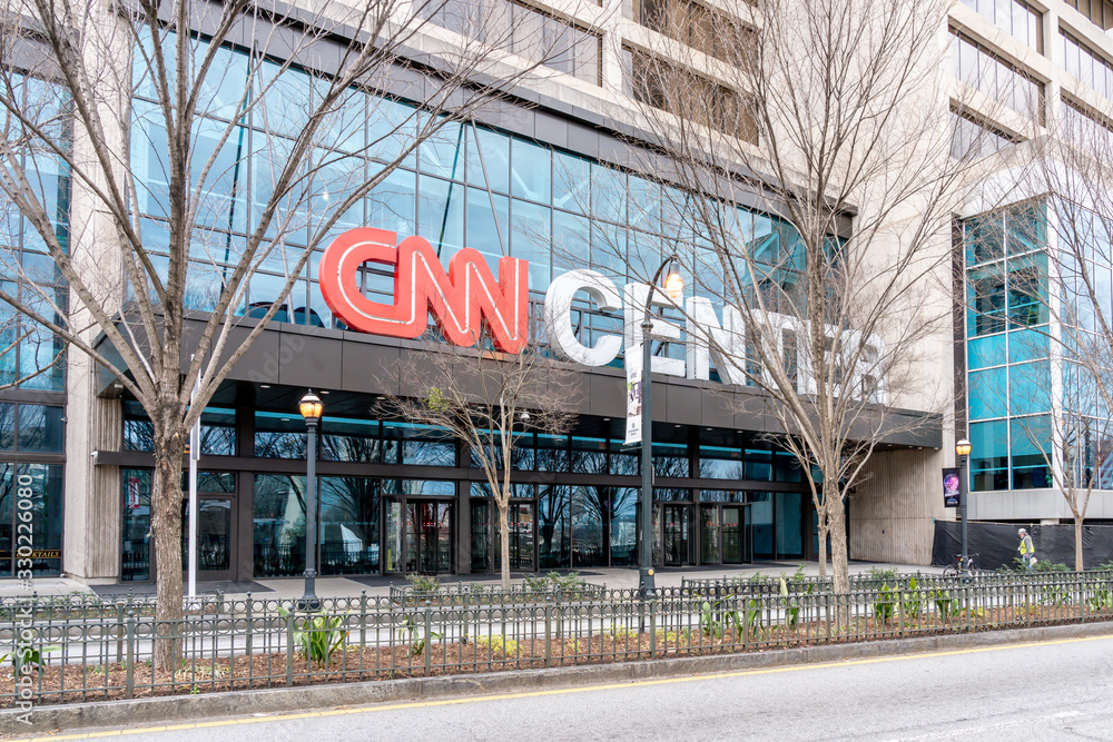 Atlanta, Georgia, USA - January 17, 2020: Entrance of CNN Center in ...