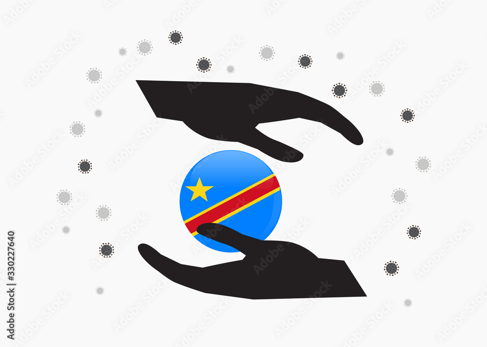 Hand holding DRC- DR Congo flag in cycle symbol, Protect Kongolese ...