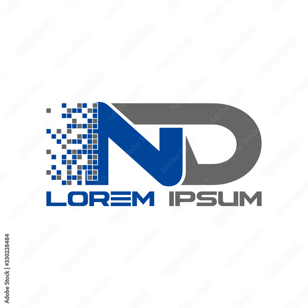 Letter ND icon design. Pixel logo vector Stock Vector | Adobe Stock