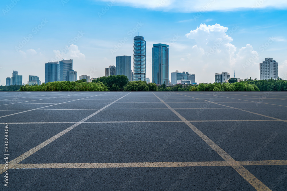 Skyline of Highway Pavement and Nanjing Architecture Stock Photo ...