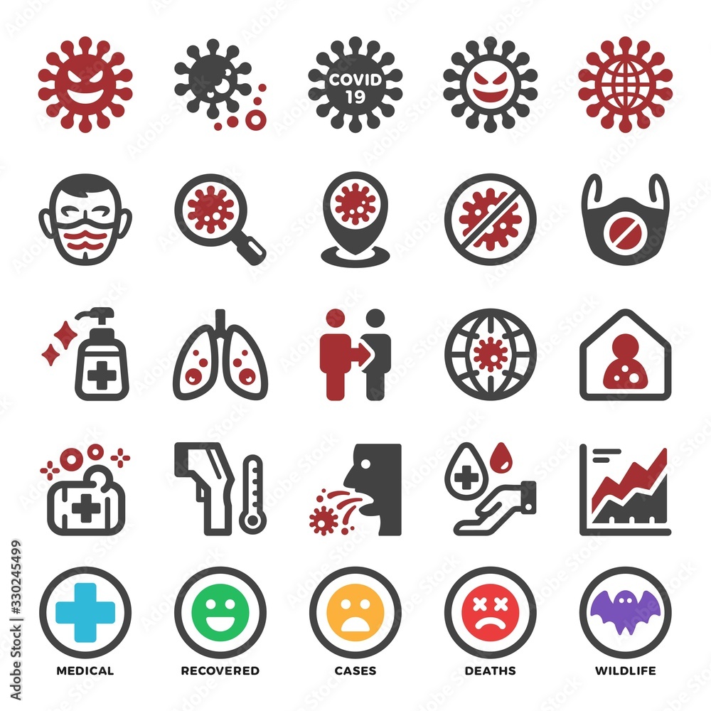 coronavirus,covid-19,2019-ncov icon set,vector and illustration Stock ...