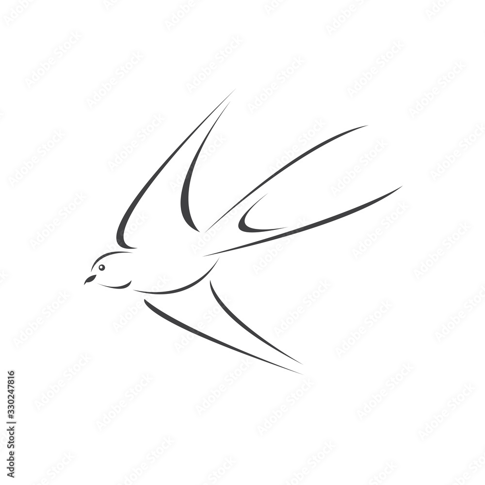 Vector swallow flying design on white background. Bird. icon. Wild ...