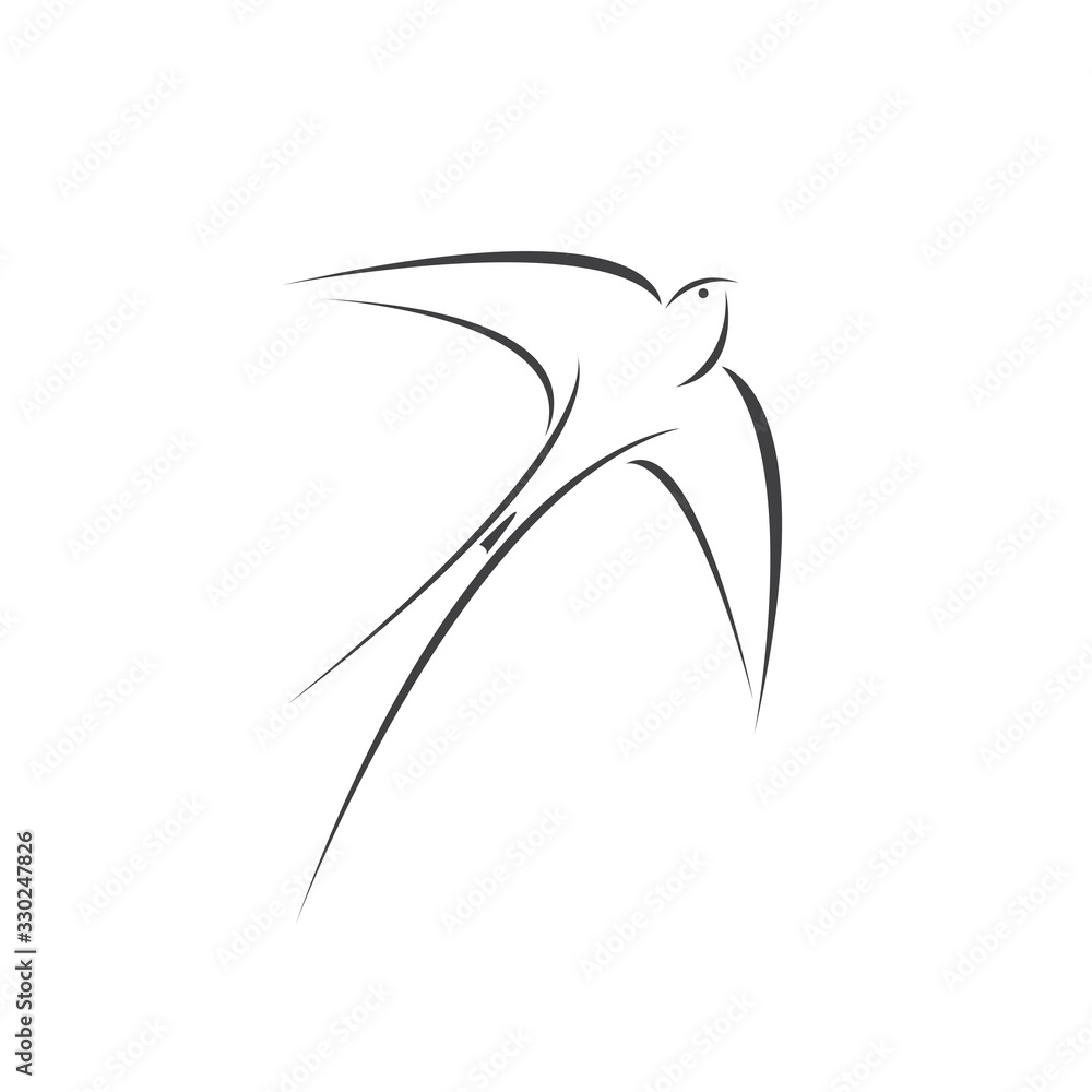 Vector swallow flying design on white background. Bird. icon. Wild ...