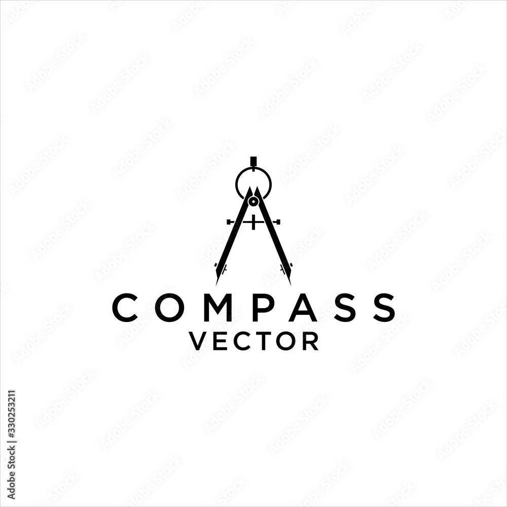 compass architect tool draw logo design Stock Vector | Adobe Stock
