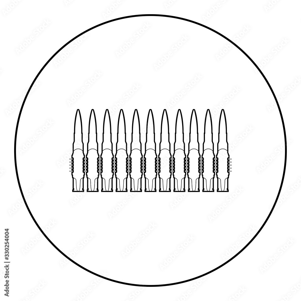 Bullets in row belt Machine gun cartridges Bandoleer War concept icon ...