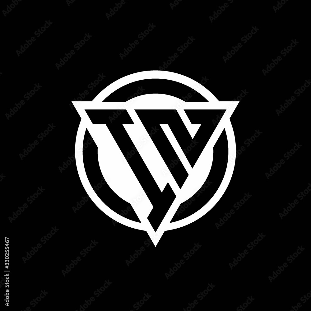 IN logo with negative space triangle shape and circle rounded Stock ...