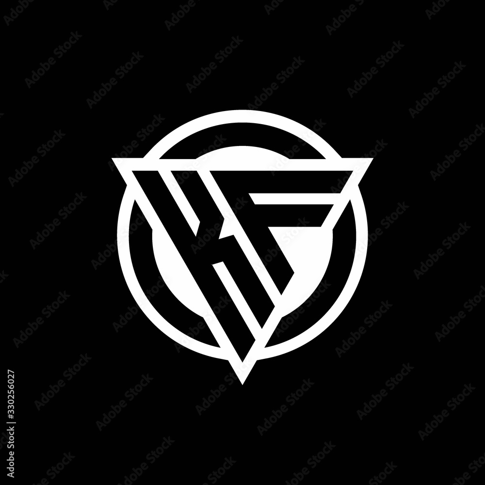 KF logo with negative space triangle shape and circle rounded Stock ...