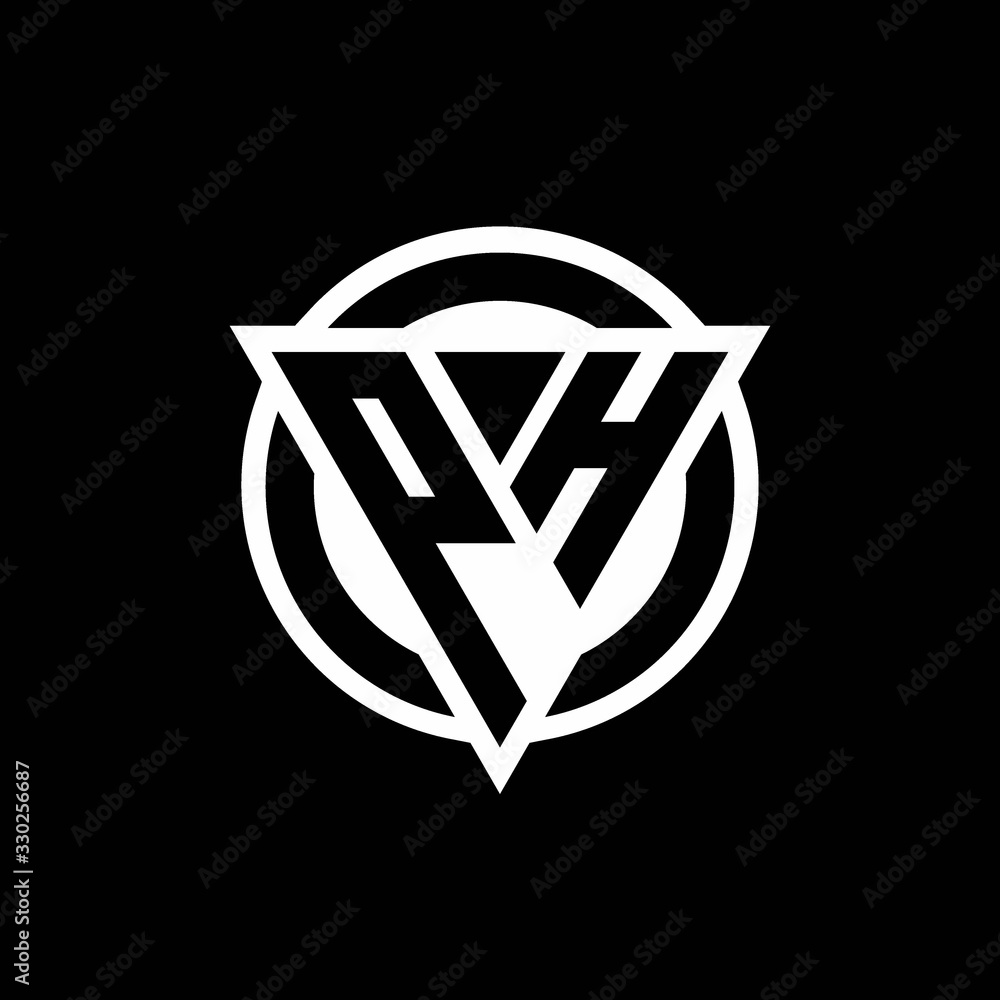PH logo with negative space triangle shape and circle rounded Stock ...