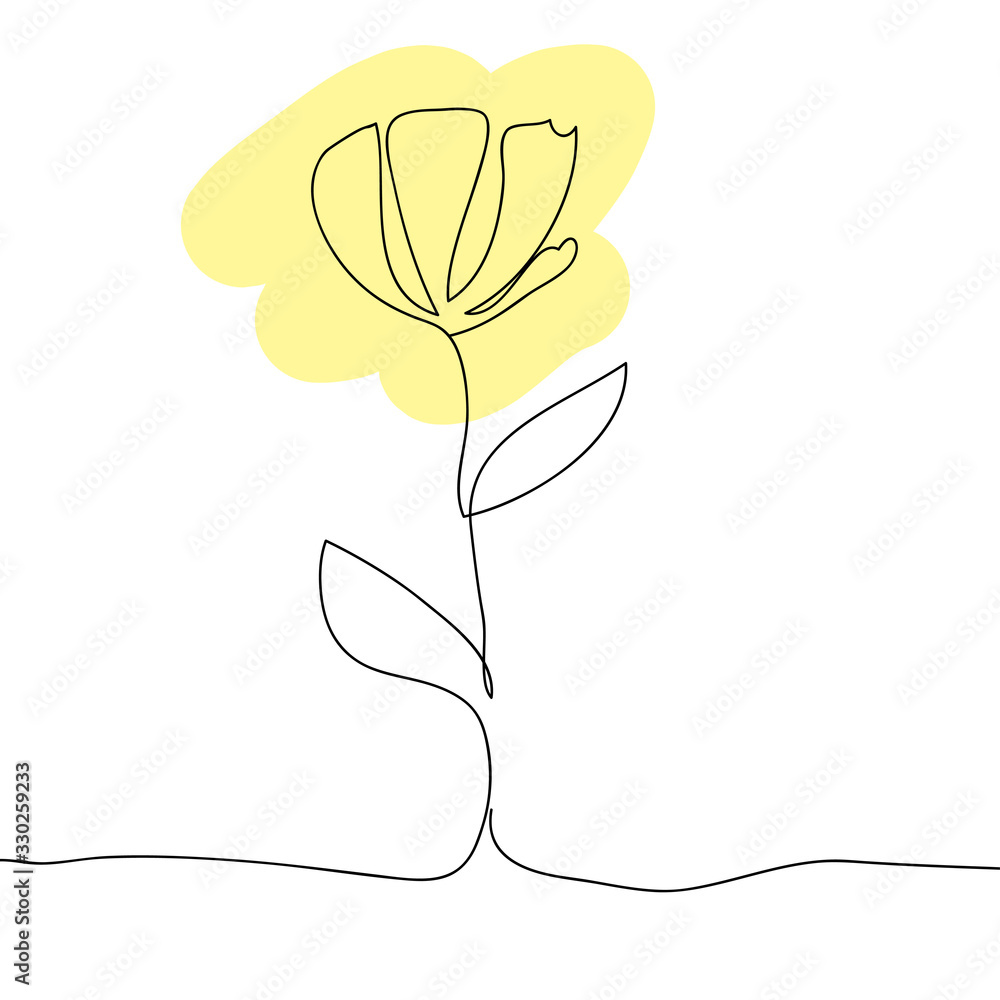 Vector line art flower. Minimalism, elegant, isolated white background ...