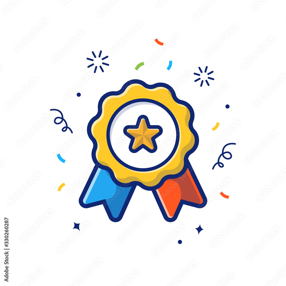 Gold Medal Vector Icon Illustration. Gold Medallion, Reward Icon ...