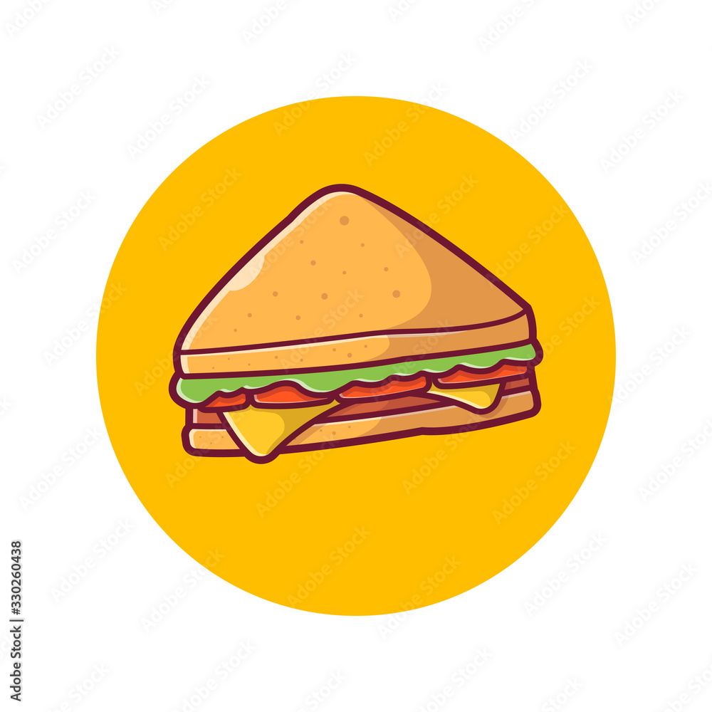 Sandwich Vector Icon Illustration. Ham And Swiss Cheese Sandwich, Food ...