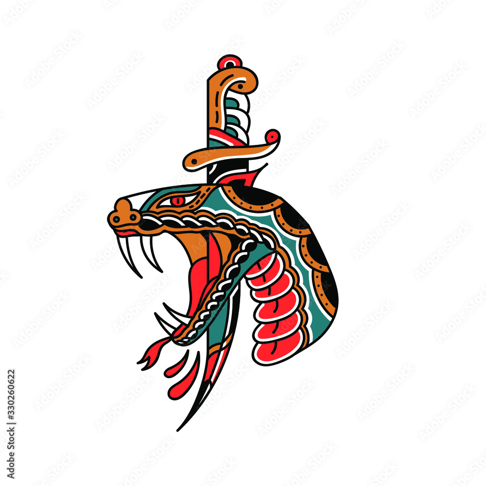 Shutterstock Snake Illustration Traditional Tattoo Flash Stock Vector ...