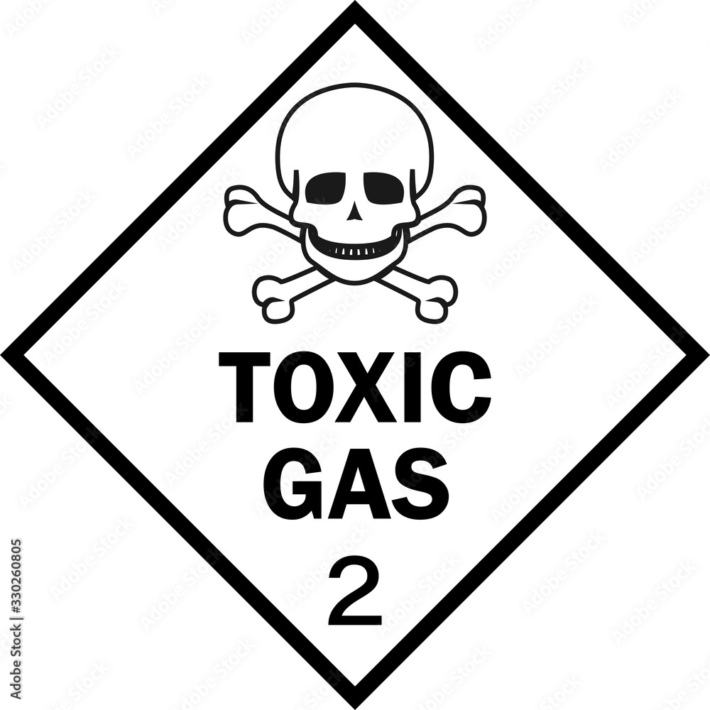 Toxic gas sign. Dangerous goods placards class 2. Black on white. Stock ...