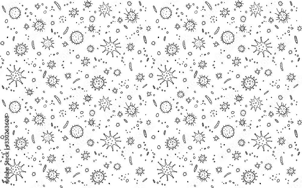 Virus, Coronavirus. Background, pattern, frame with outline Molecules ...