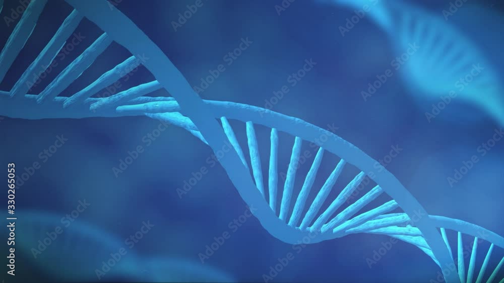 3D animation of abstract DNA on dark backdrop with seamless loop ...