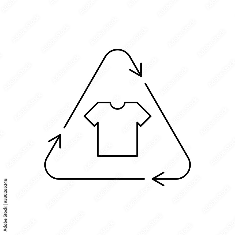 Triangular recycle clothing symbol. T-shirt icon in a triangle. Recycle ...