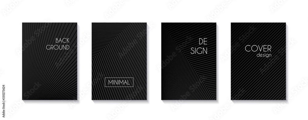 Minimal black cover templates. Abstract dark vector vertical ...