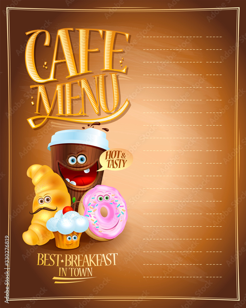 Cafe menu board design with empty space for text Stock Vector | Adobe Stock