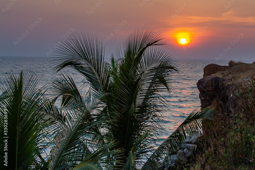 Southern India sunset over Indian Ocean Stock Photo | Adobe Stock