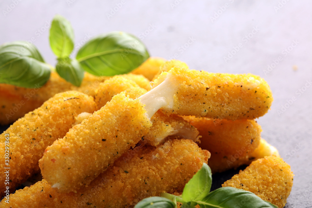 Breaded mozzarella cheese sticks with tomato ketchup Stock Photo ...