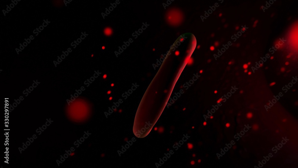 Red Blood Cells Moving in the Blood Stream, in an Artery. 3D Animation ...