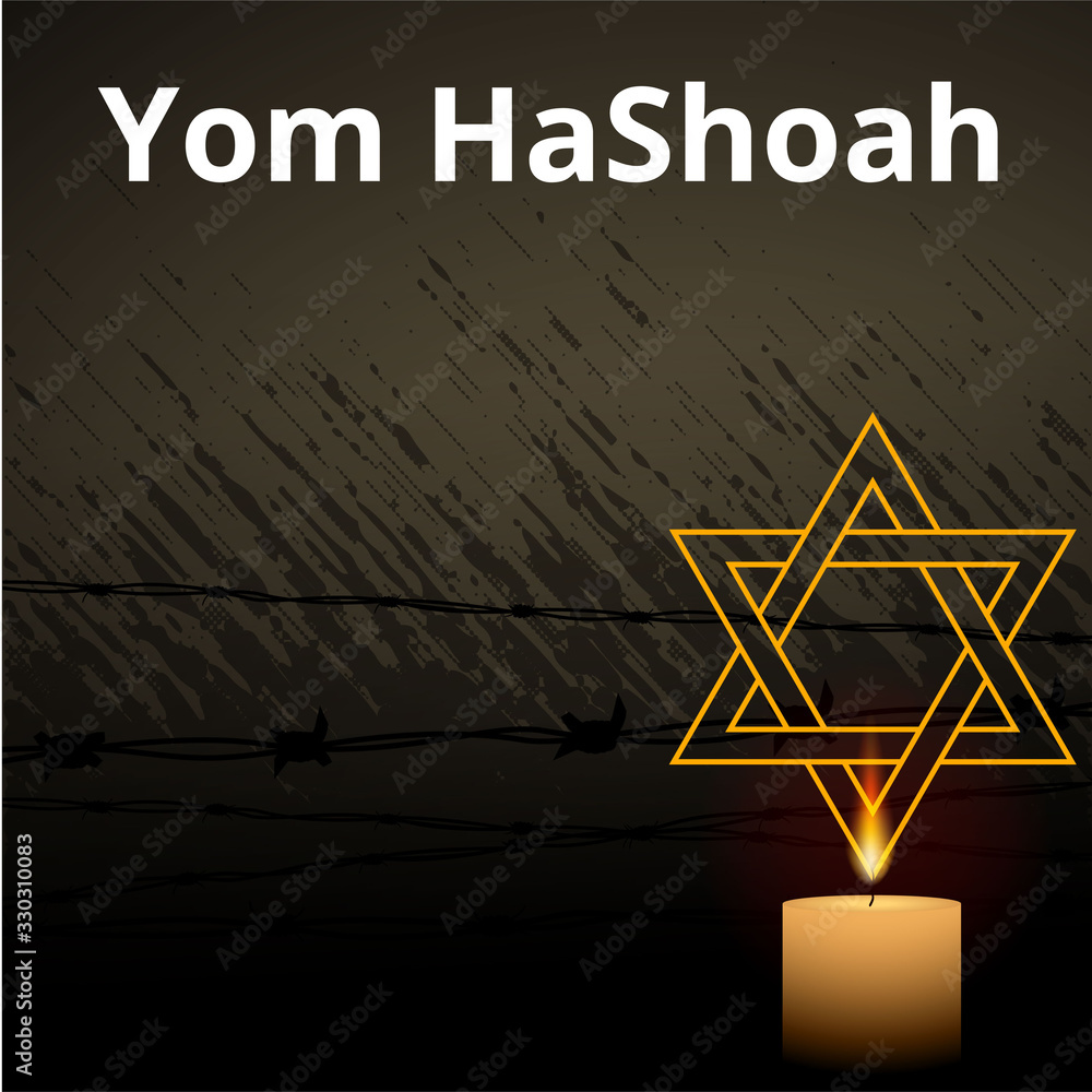 Jewish star with barbed wire and candles, International Holocaust ...