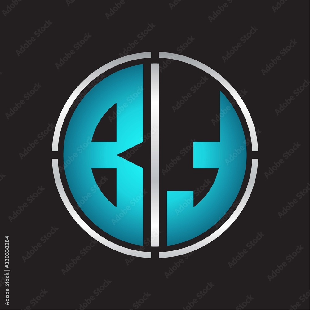 BT Logo initial with circle line cut design template on blue colors ...