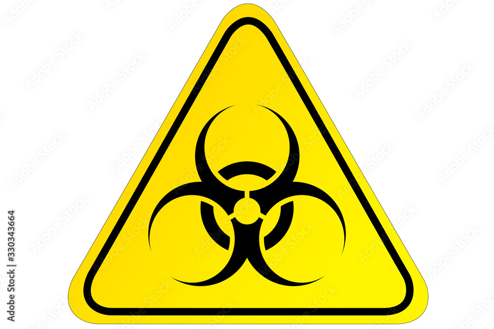 Biohazard sign on white background with copy space. Concept of epidemic ...