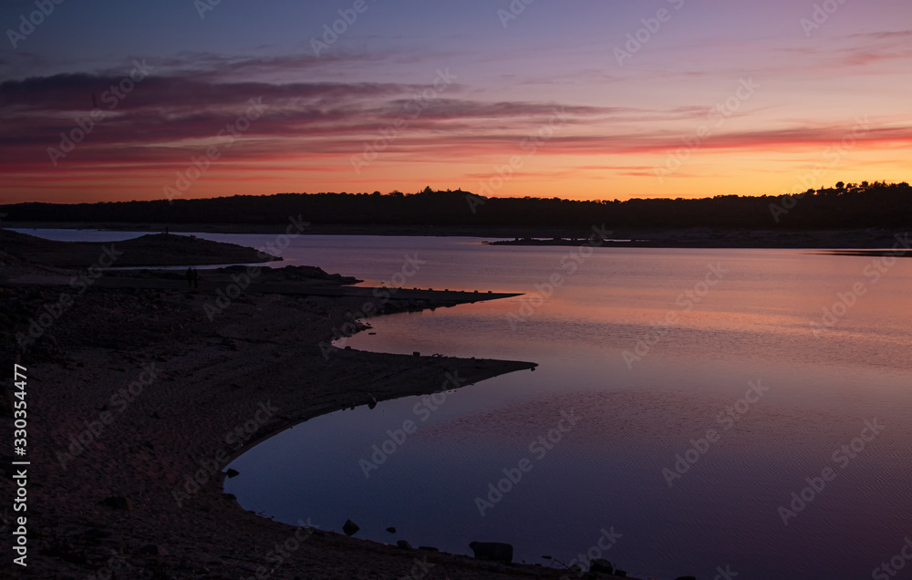 Embalse de Valmayor al atardecer Stock Photo | Adobe Stock