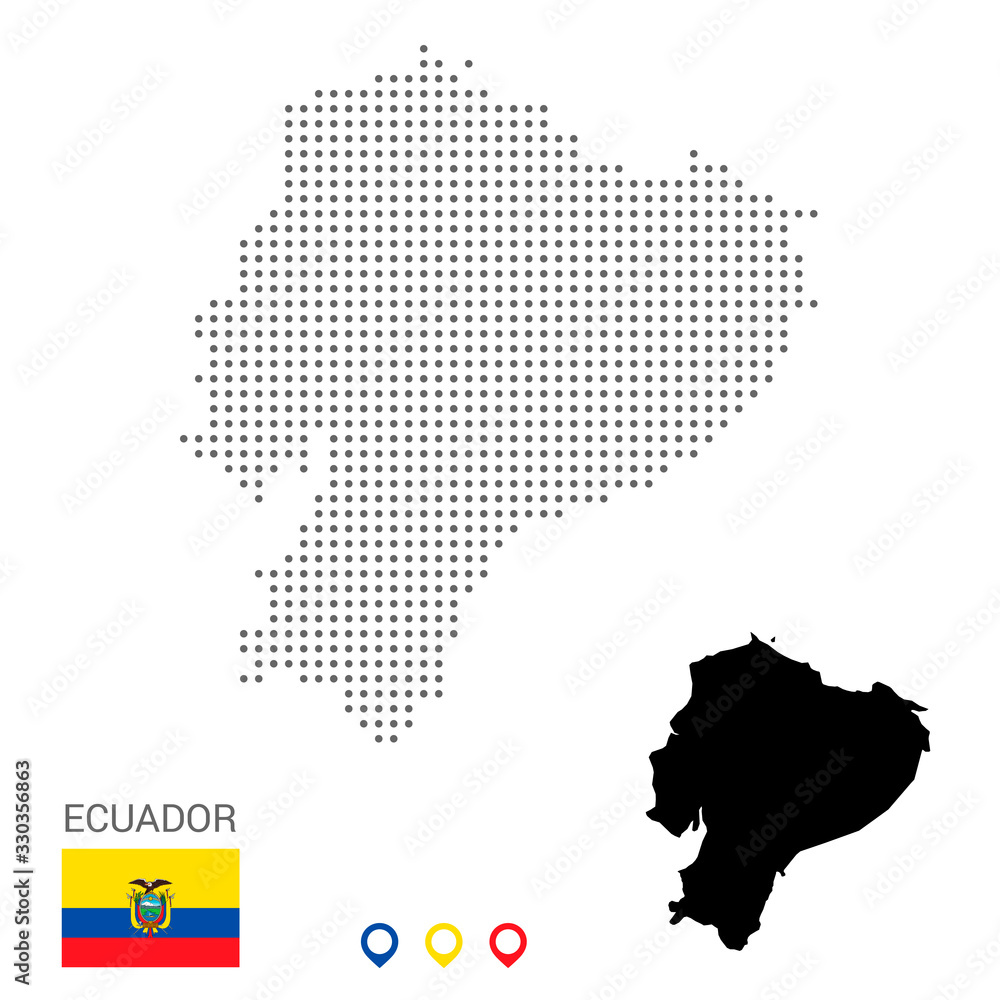 Dotted vector map of Ecuador. Round gray spots. Equador map with ...