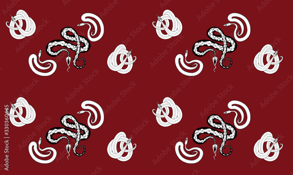 Seamless pattern dangerous snakes on a maroon background Stock ...