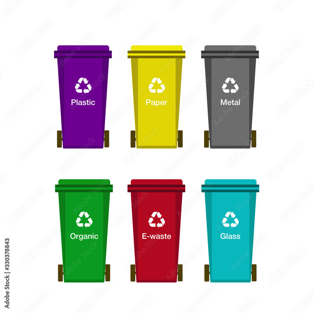 Vector containers for sorting waste. Sorting waste need for recycling ...