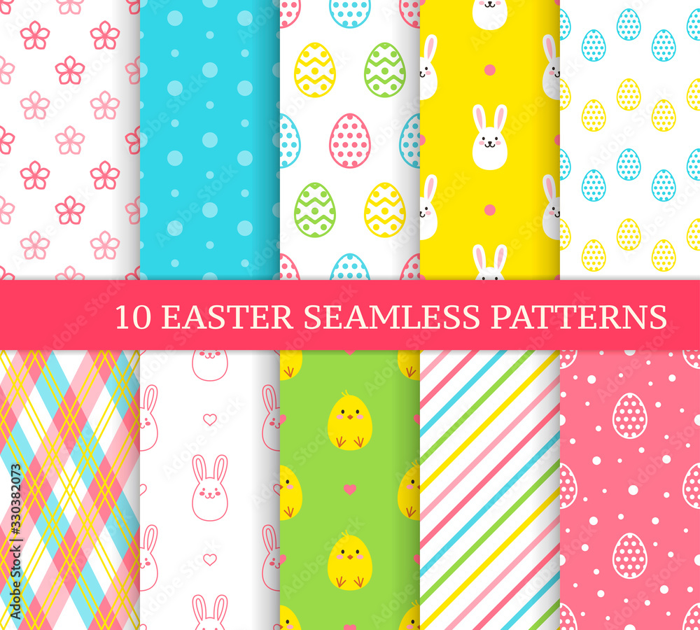 Ten different Easter seamless patterns. Endless texture for wallpaper ...