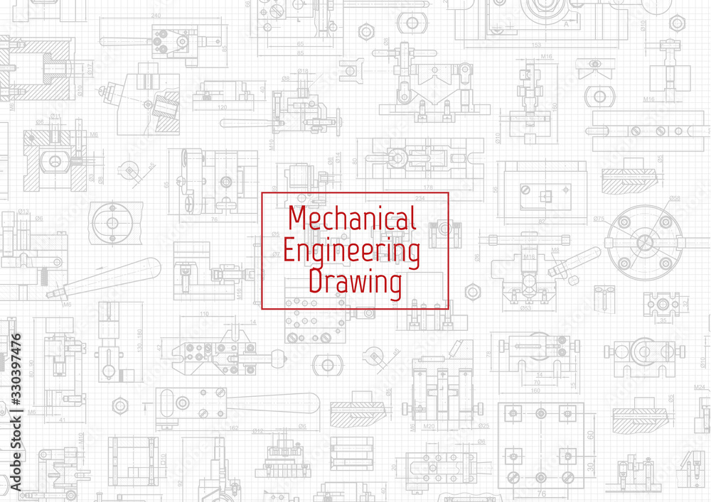 Engineering backgrounds. Mechanical engineering drawings. Cover. Banner ...