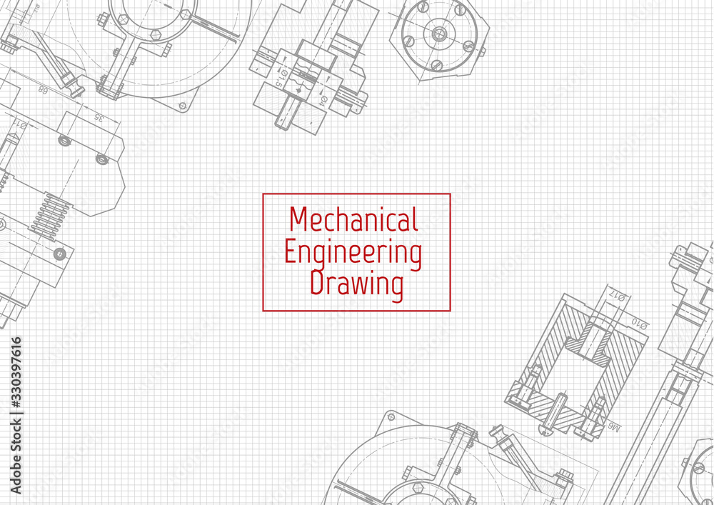 Engineering backgrounds. Mechanical engineering drawings. Cover. Banner ...