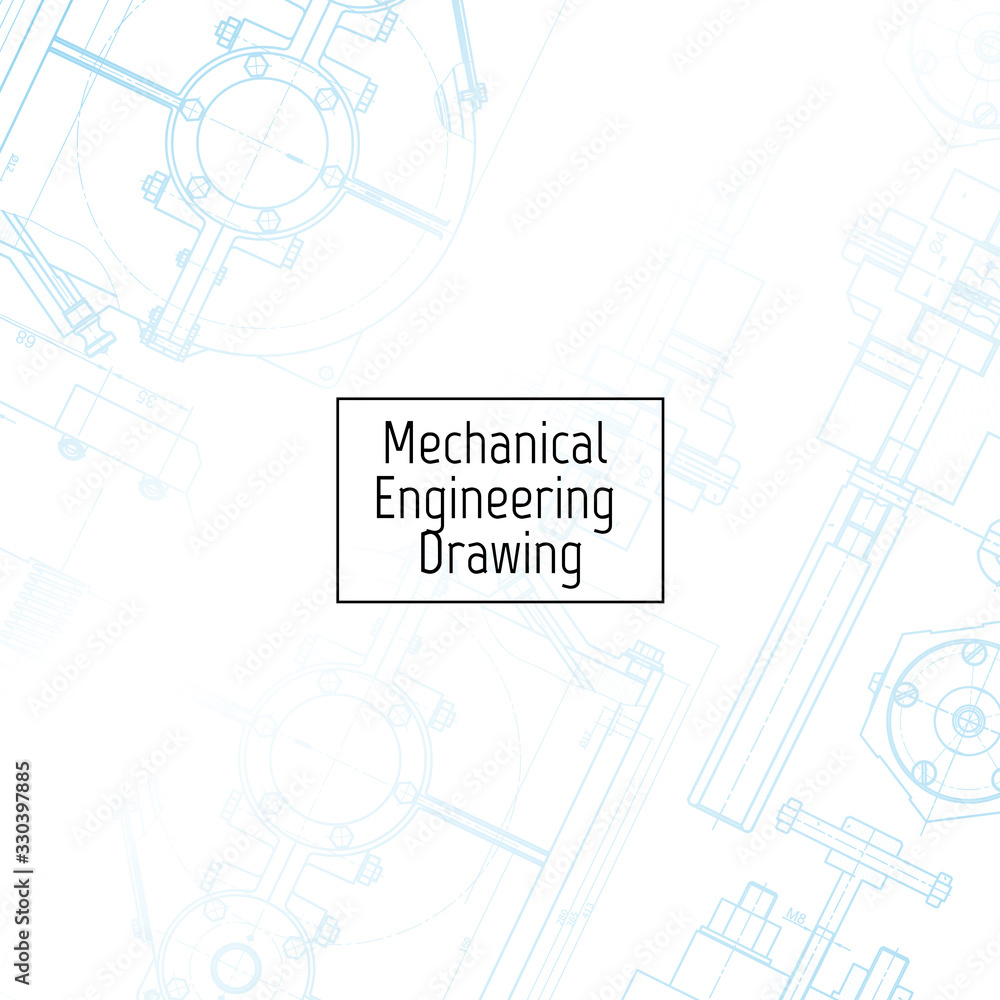 Technical drawing background . Mechanical Engineering drawing. Engine ...