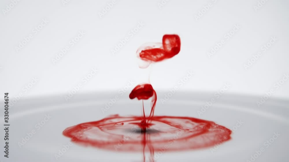 Real blood dropped in water on white background, blood drops dissolves ...