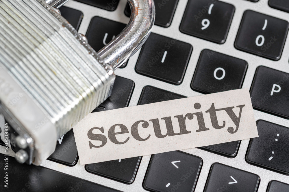 Computer-cyber security concept with padlock and computer keyboard with ...