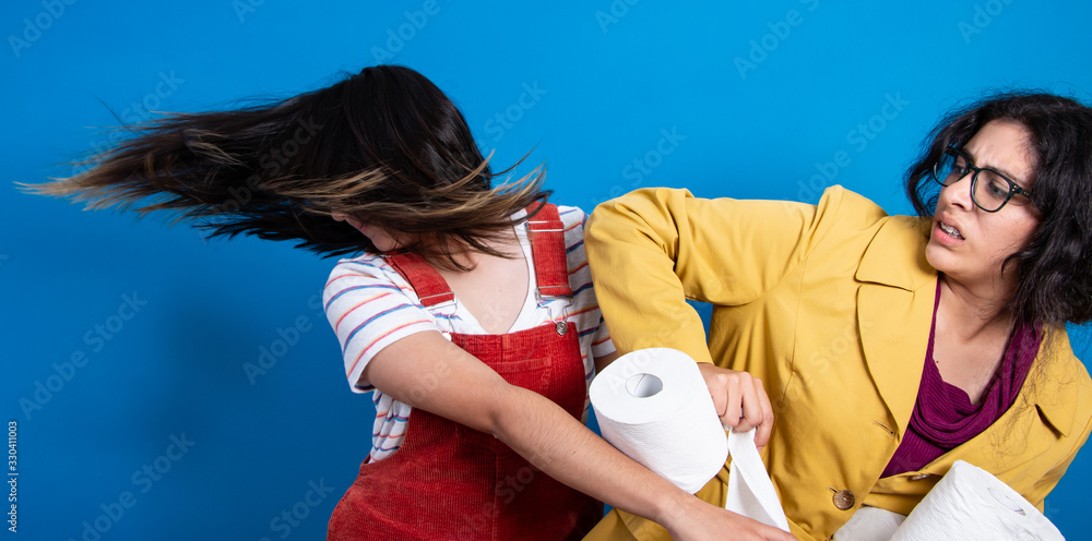 Women fighting over toilet paper Stock Photo | Adobe Stock