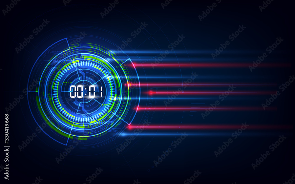 Abstract Futuristic Technology Background with Digital number timer ...