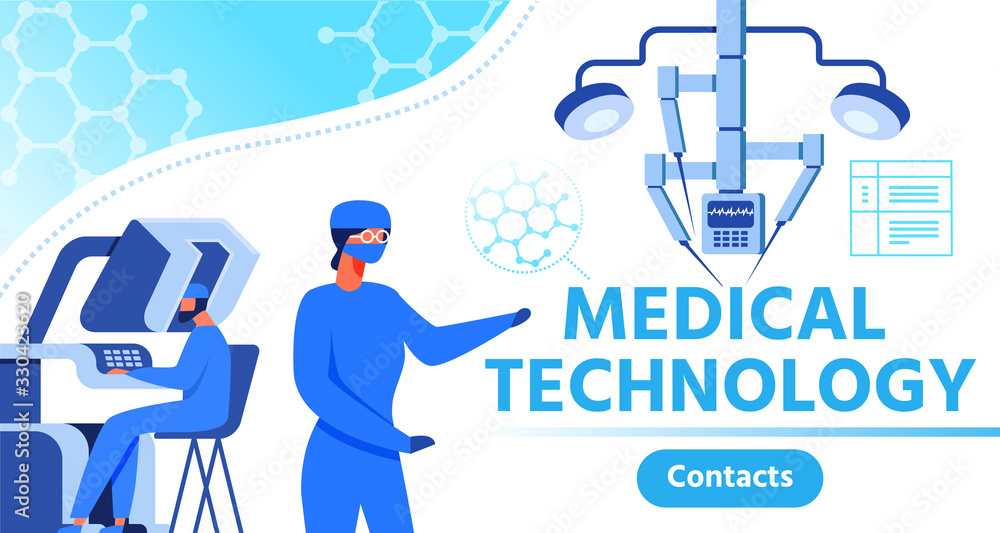 Advertising Banner Presenting Medical Technology. Webpage with Contacts ...