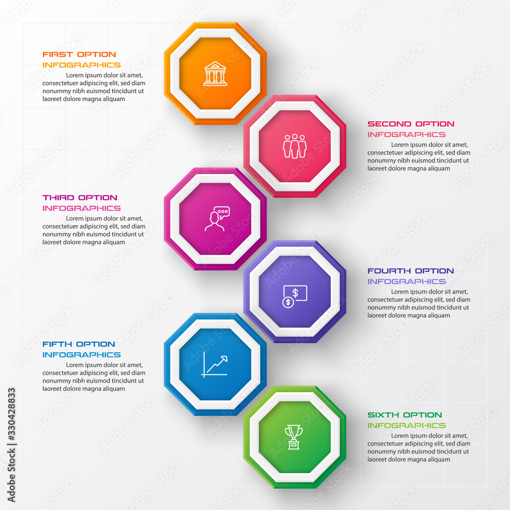 Octagon infographic fot business concept with 6 options,Abstract design ...
