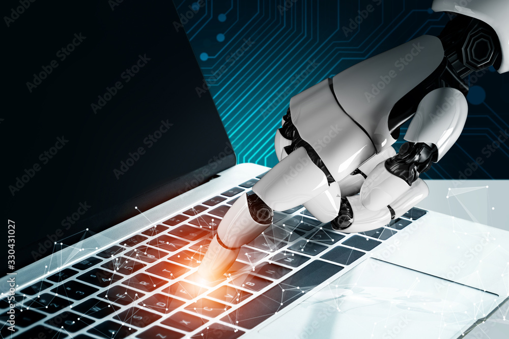 3D Rendering futuristic robot technology development, artificial ...