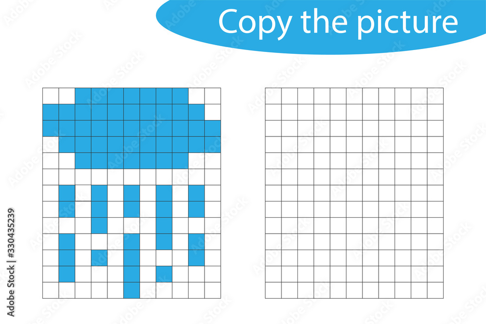 Copy the picture, pixel art, cloud with rain cartoon, drawing skills ...
