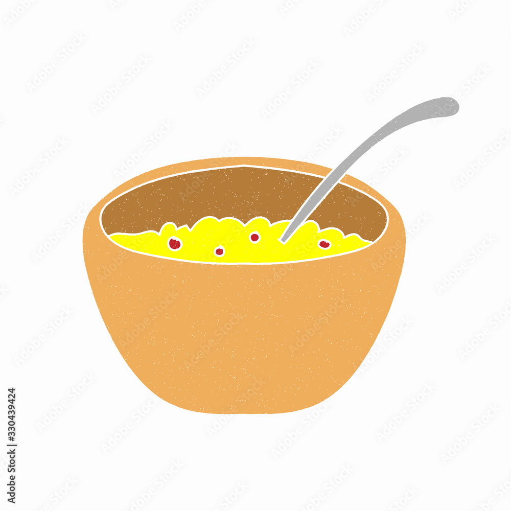 soup vector design. digital hand drawn style. grain texture Stock ...