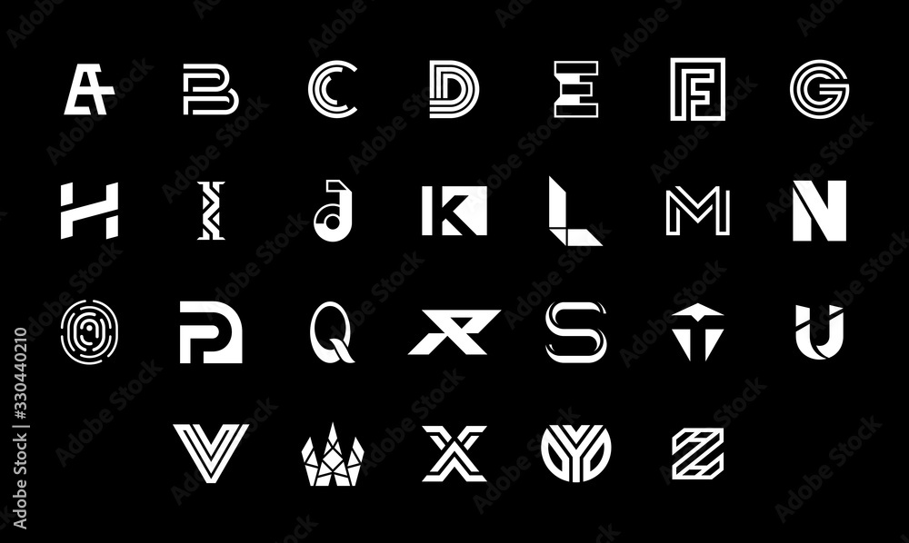 Collection of letter a to z logo. Geometric abstract logos. Abstract ...