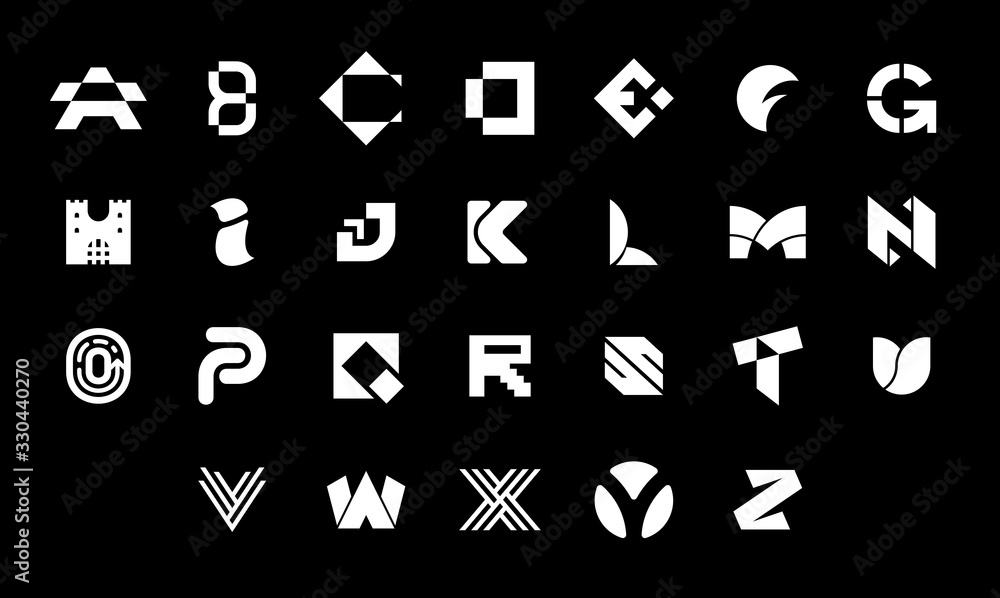 Collection of letter a to z logo. Geometric abstract logos. Abstract ...