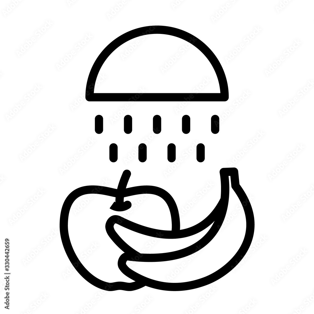 Wash fruit outline vector icon isolated on white background ...