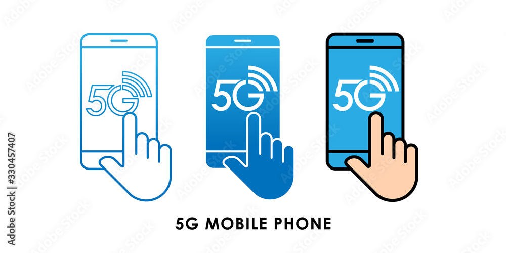 5G Mobile Phone icon logo vector illustration. 5G internet connection ...
