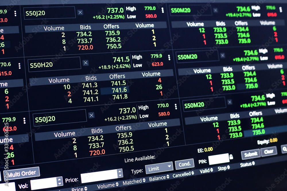 Thailand Stock Exchange, Streaming Trade Screen, The stock screen shows ...